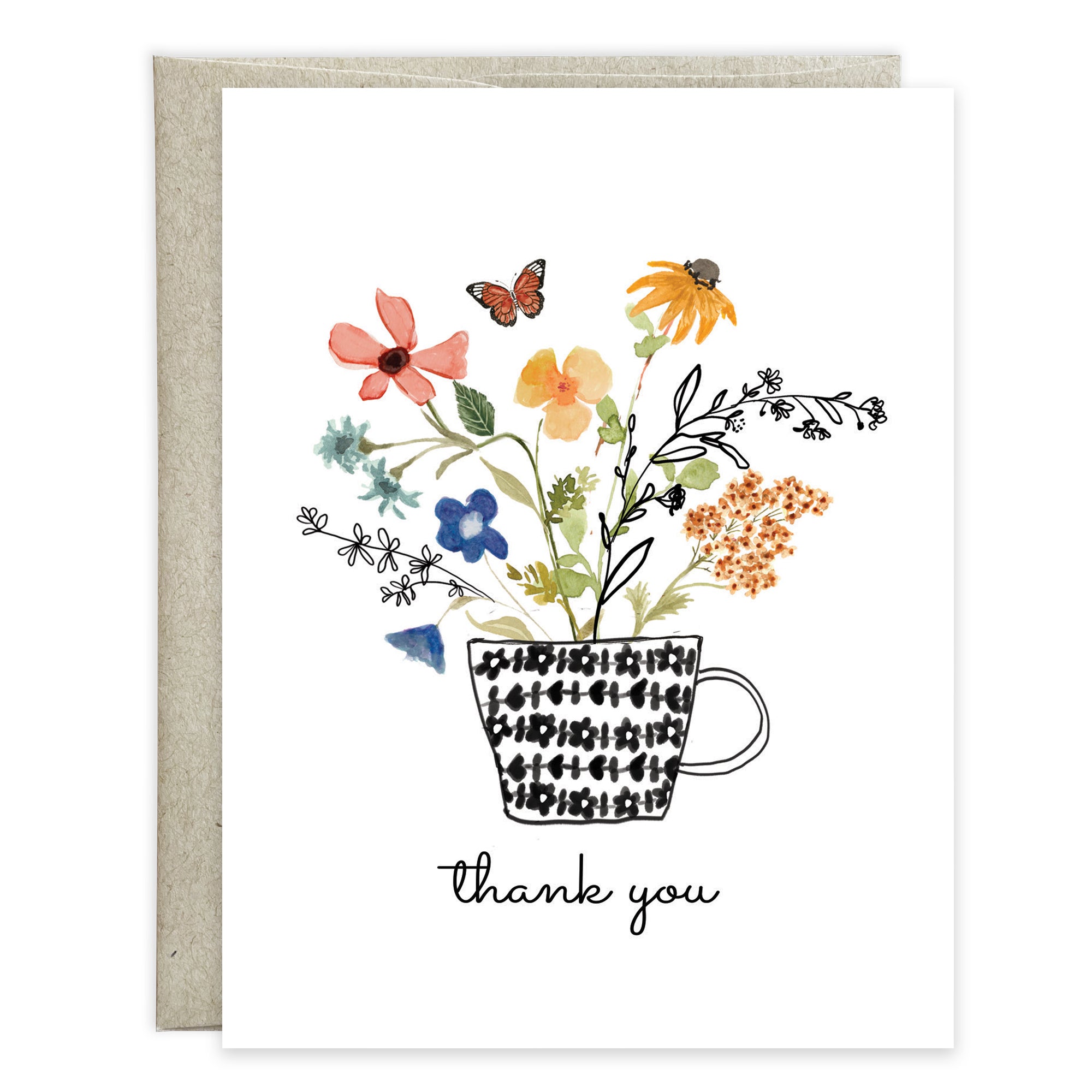 Blank Note Card - Flower Tea Cup – Gina B Designs