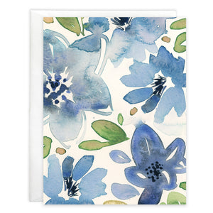 Blank Note Card - Big Blue Blooms – Gina B Designs