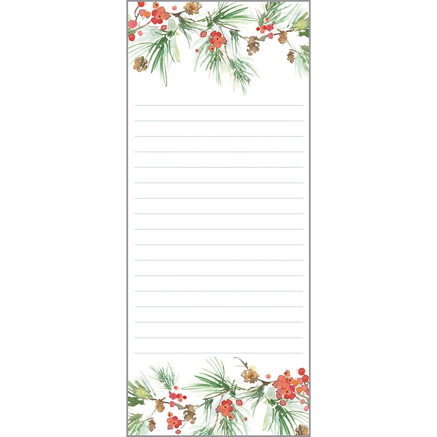 Holiday List Pad- Pine Bough Border – Gina B Designs